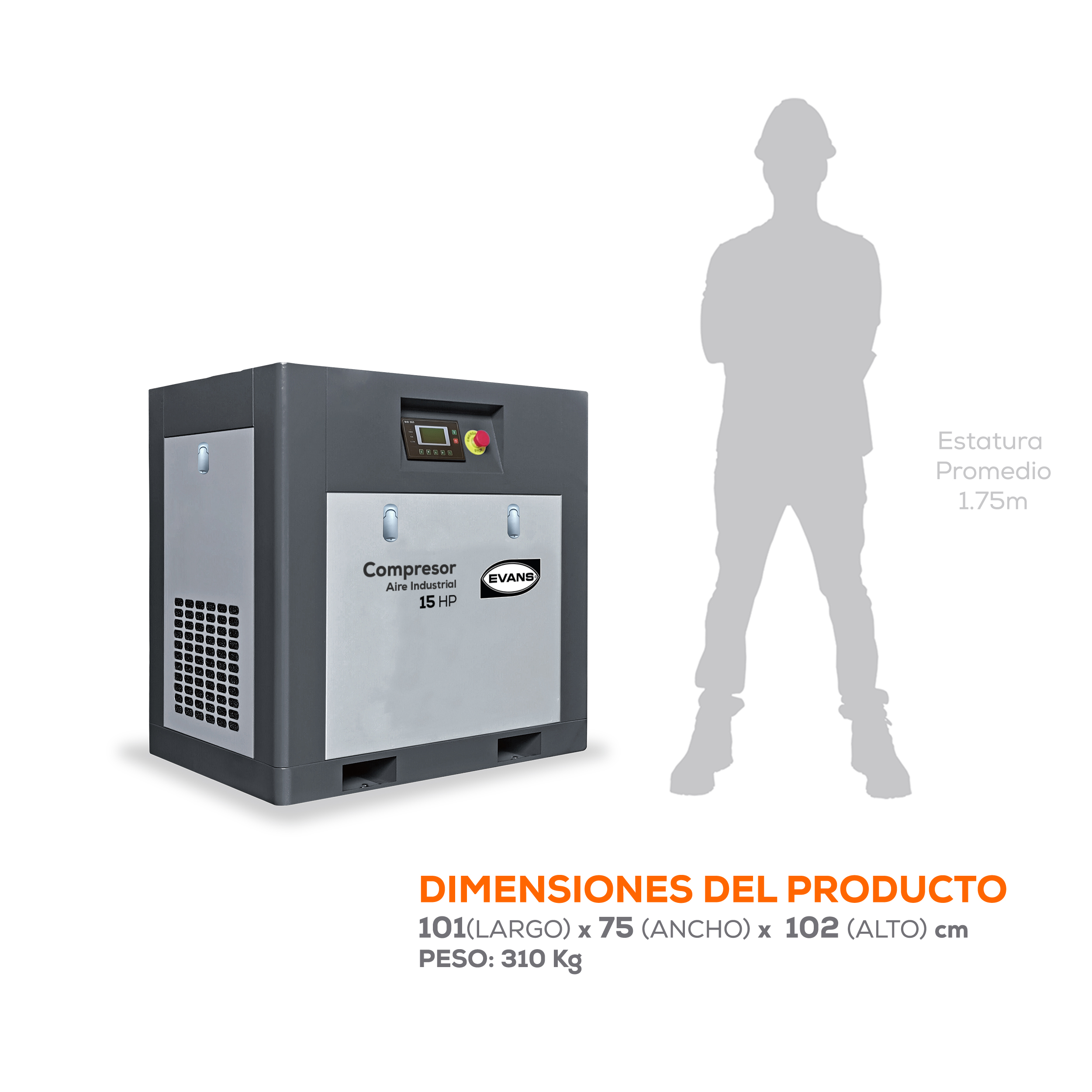 Compresor de tornillo 15HP 220V | Evans Colombia